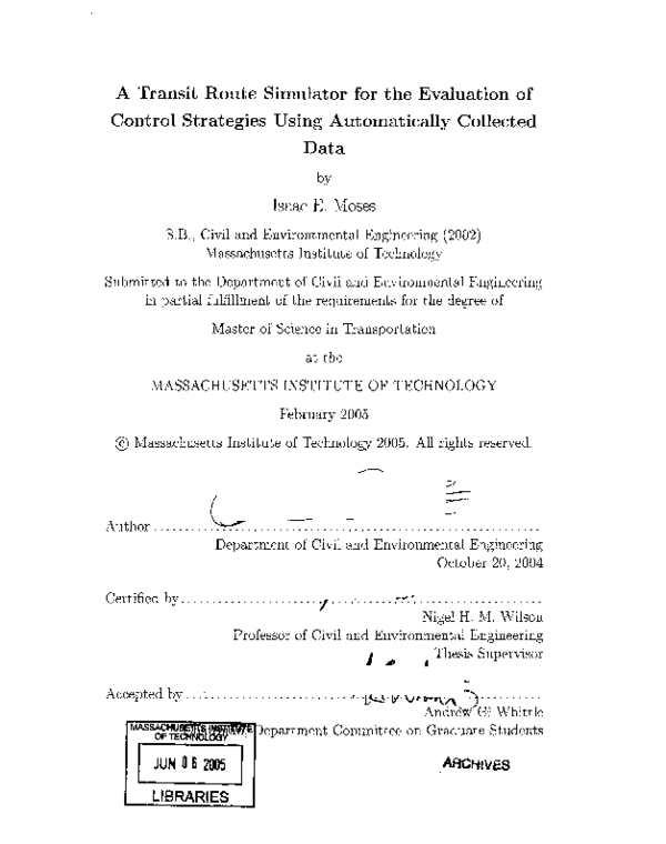 Pdf A Transit Route Simulator For The Evaluation Of Control Strategies Using Automatically