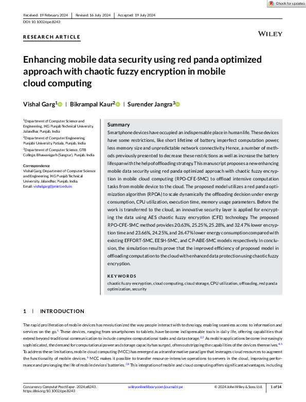(PDF) Enhancing mobile data security using red panda optimized approach with chaotic fuzzy ...