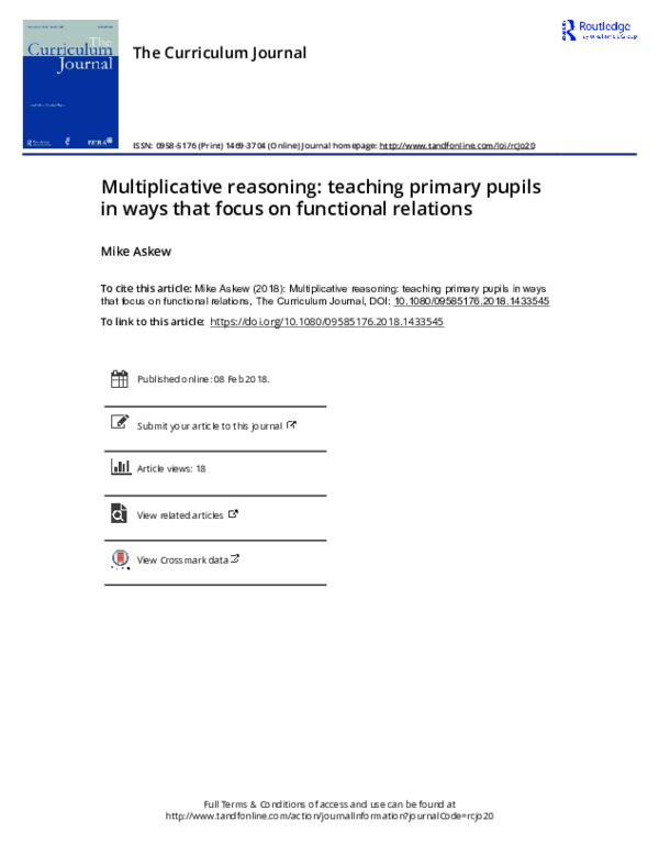 (PDF) Multiplicative reasoning: teaching primary pupils in ways that ...