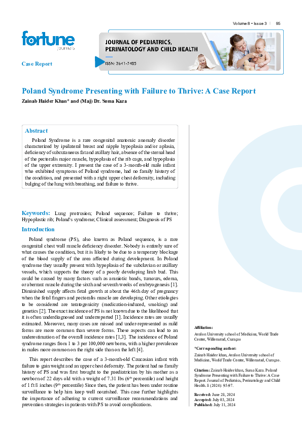 (PDF) Poland Syndrome Presenting with Failure to Thrive: A Case Report