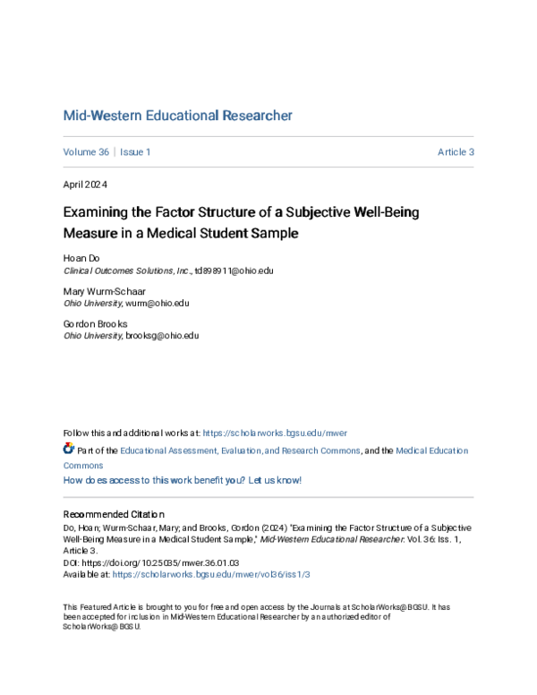 (PDF) Examining the Factor Structure of a Subjective Well-Being Measure ...