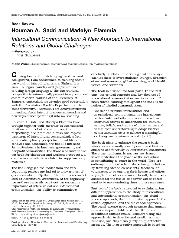 (PDF) Intercultural Communication : A New Approach to International ...