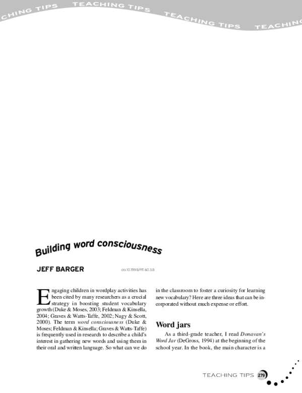 (PDF) Building Word Consciousness