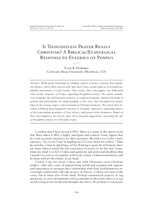 (PDF) Is Thoughtless Prayer Really Christian? A Biblical/Evangelical ...