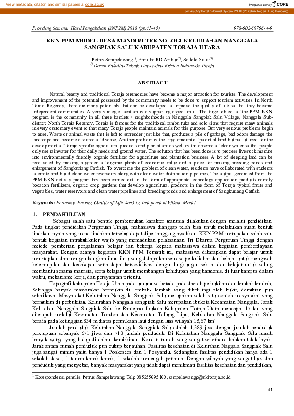 (PDF) KKN PPM Model Desa Mandiri Teknologi Kelurahan Nanggala Sangpiak Salu Kabupaten Toraja ...