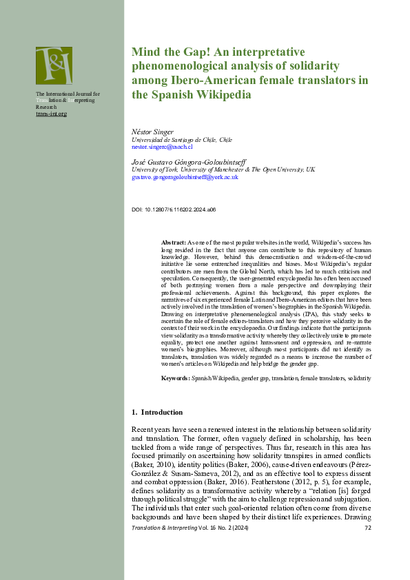 (PDF) Mind the Gap! An interpretative phenomenological analysis of solidarity among Ibero ...