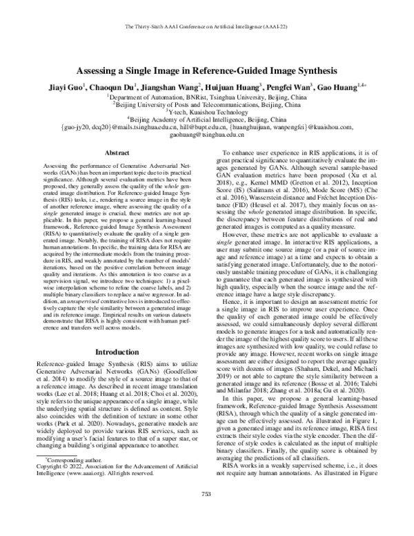 (PDF) Assessing a Single Image in Reference-Guided Image Synthesis