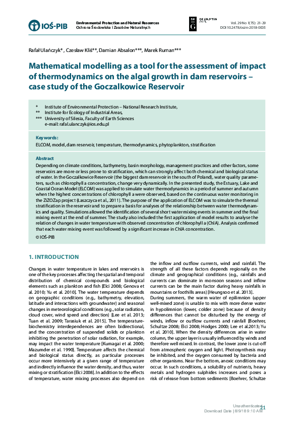 (PDF) Mathematical Modelling as a Tool for Assessment of North Sea Pollution
