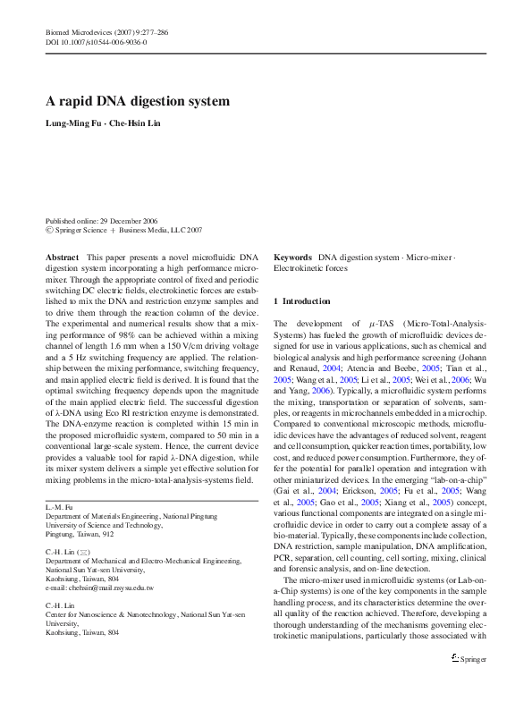 (PDF) A rapid DNA digestion system