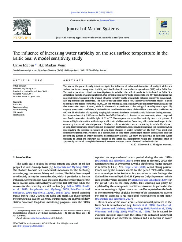 (PDF) The influence of increasing water turbidity on the sea surface ...