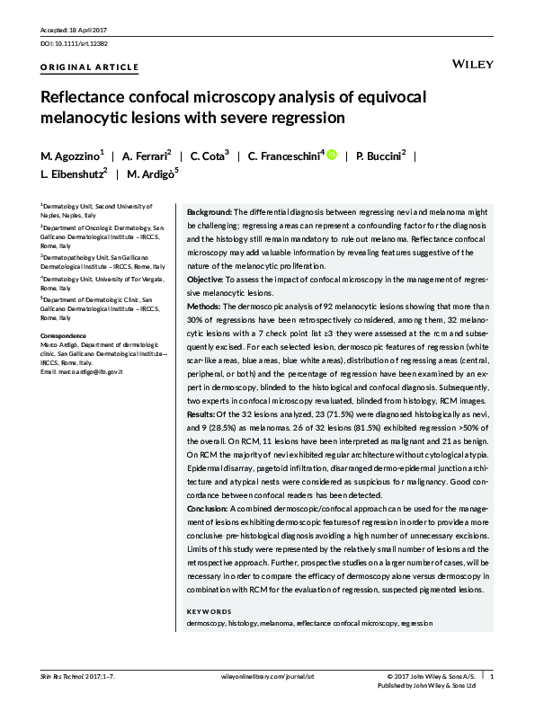 (PDF) Reflectance confocal microscopy analysis of equivocal melanocytic ...