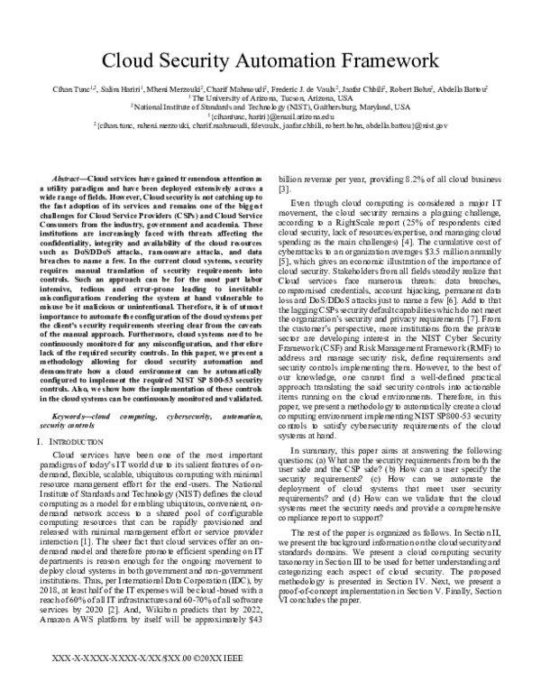 (PDF) Cloud Security Automation Framework