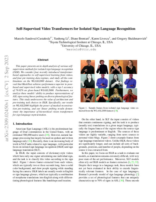 (PDF) Self-Supervised Video Transformers for Isolated Sign Language Recognition | Marcelo ...