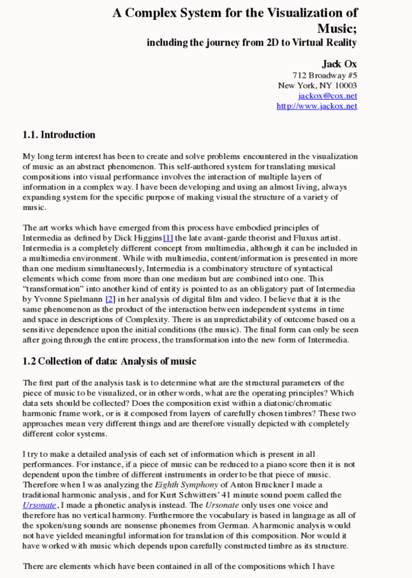 (PDF) A Complex System for the Visualization of Music
