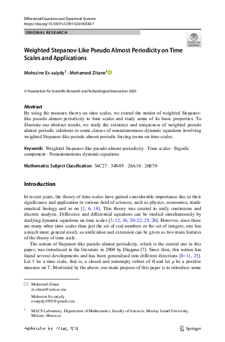 (PDF) Weighted Stepanov-Like Pseudo Almost Periodicity on Time Scales and Applications