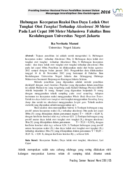 (PDF) Hubungan Kecepatan Reaksi Dan Daya Ledak Otot Tungkai Otot ...