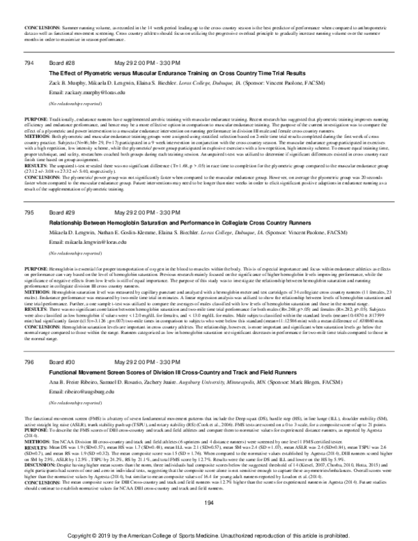 (PDF) Functional Movement Screen Scores of Division III Cross-Country ...