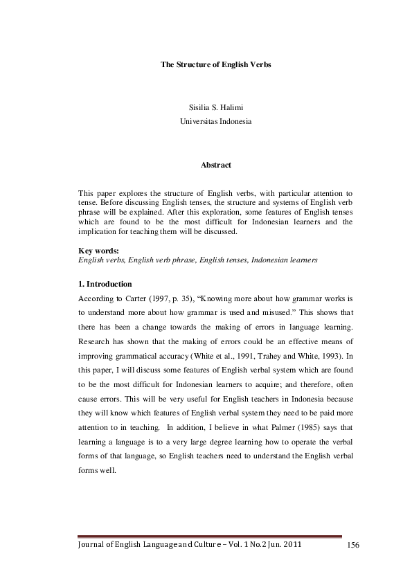 (PDF) The Structure of English Verbs