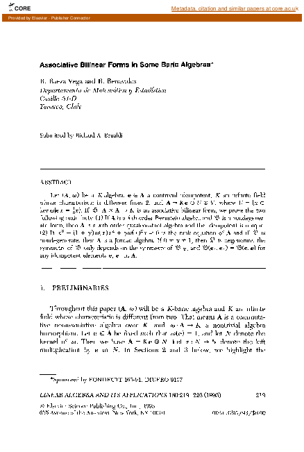 (PDF) Associative bilinear forms in some baric algebras | Raúl Benavides - Academia.edu