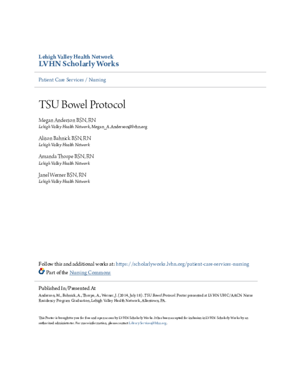 (PDF) TSU Bowel Protocol