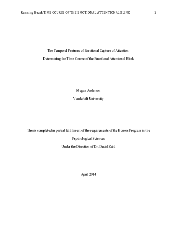 (PDF) The Temporal Features of Emotional Capture of Attention ...
