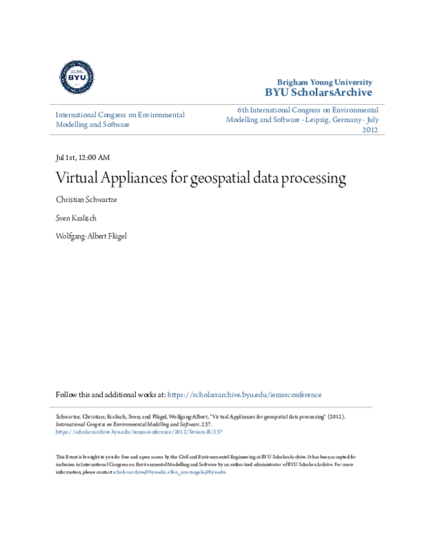 (PDF) Virtual Appliances for geospatial data processing