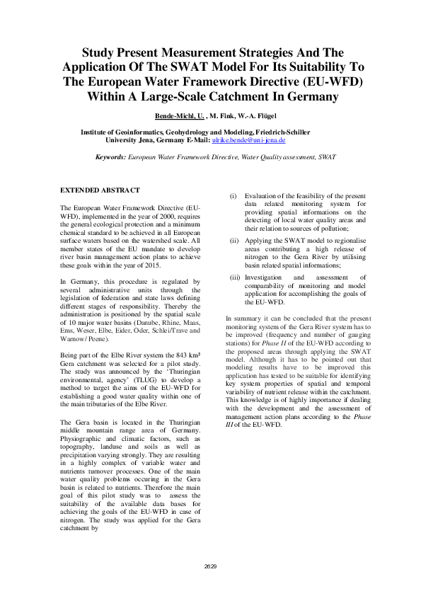 (PDF) Study Present Measurement Strategies And The Application Of The SWAT Model For Its ...