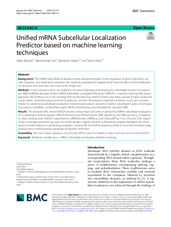 (PDF) Unified mRNA Subcellular Localization Predictor based on machine ...