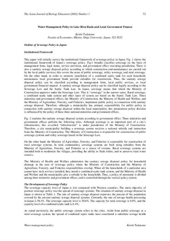(PDF) Water Management Policy in Lake Biwa Basin and Local Government ...