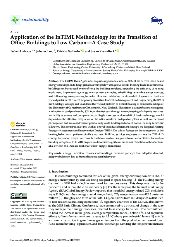 (PDF) Application of the InTIME Methodology for the Transition of ...