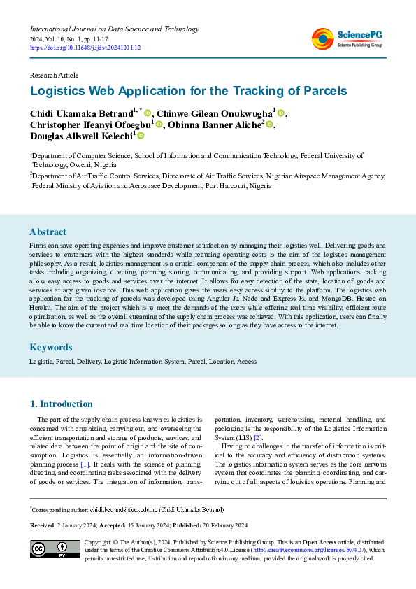 (PDF) Logistics Web Application for the Tracking of Parcels