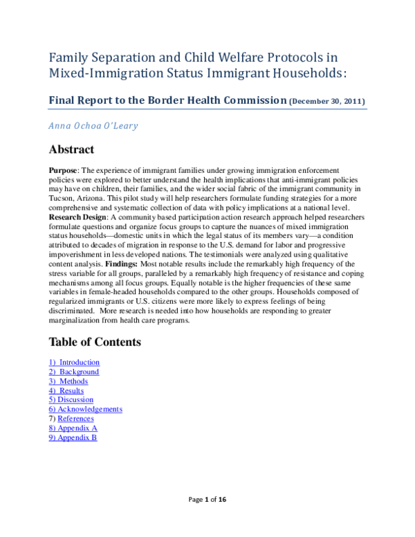 (PDF) Family Separation and Child Welfare Protocols in Mixed ...