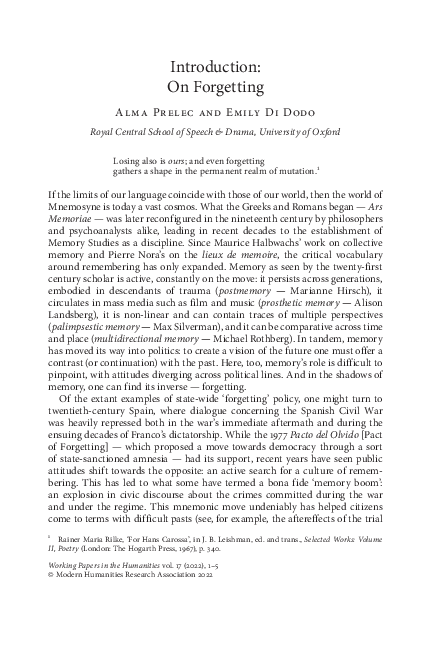 (PDF) The Dynamics of Forgetting and Memory