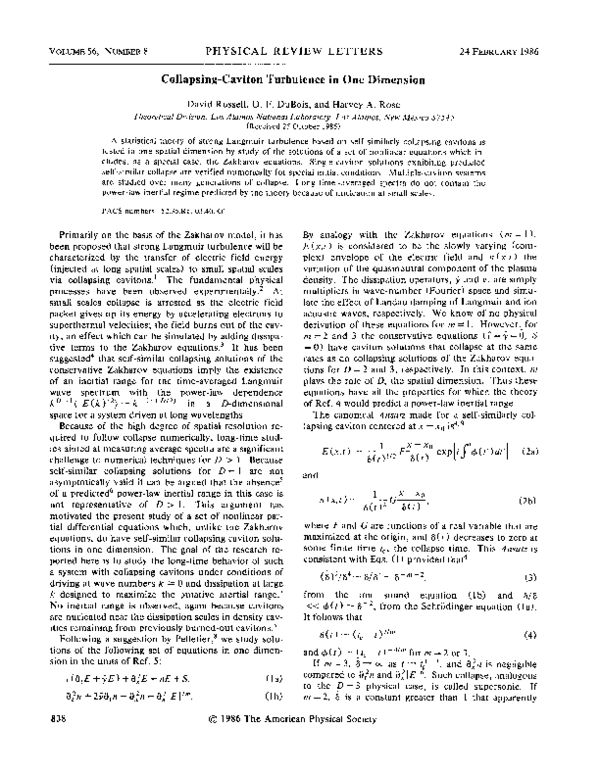 (PDF) Collapsing-Caviton Turbulence in One Dimension