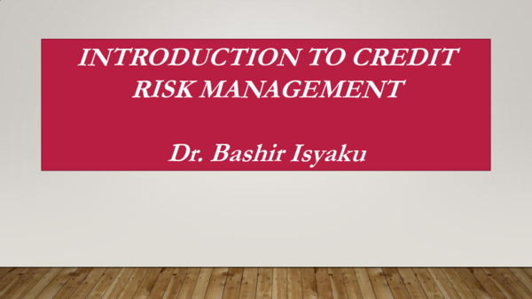(PDF) INTRODUCTION TO CREDIT RISK MANAGEMENT.