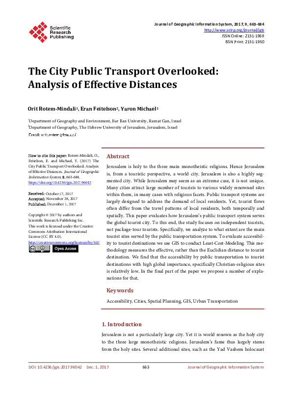 (PDF) The City Public Transport Overlooked: Analysis of Effective Distances