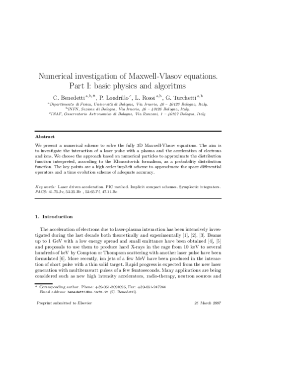 (PDF) Numerical investigation of Maxwell–Vlasov equations. Part II ...