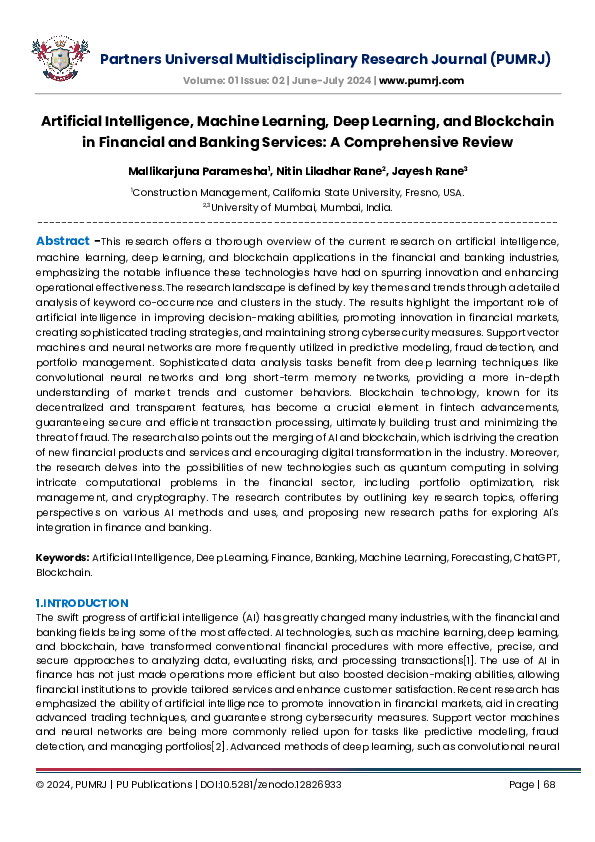 (PDF) Artificial Intelligence, Machine Learning, Deep Learning, and Blockchain in Financial and ...