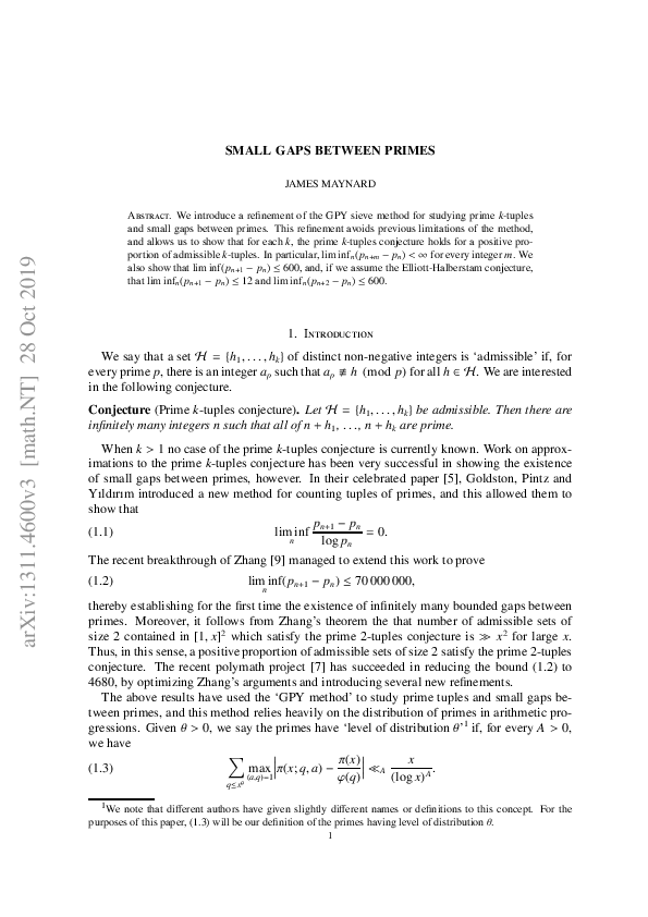 (PDF) Small gaps between primes