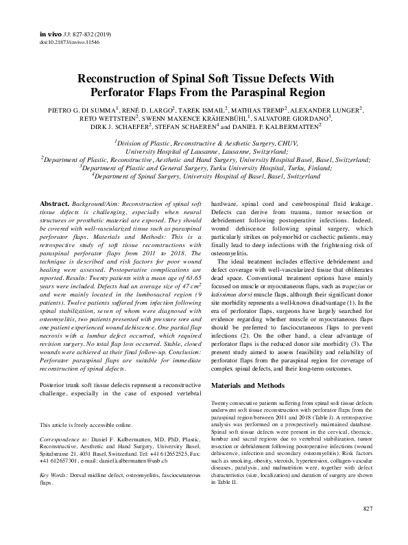 (PDF) Paraspinal Flaps for Spinal Soft Tissue Repair
