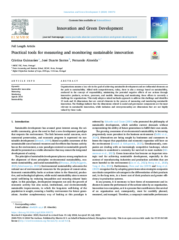 (PDF) Practical tools for measuring and monitoring sustainable innovation