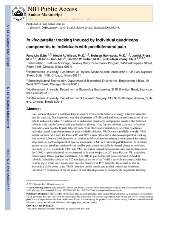 (PDF) In vivo patellar tracking induced by individual quadriceps ...