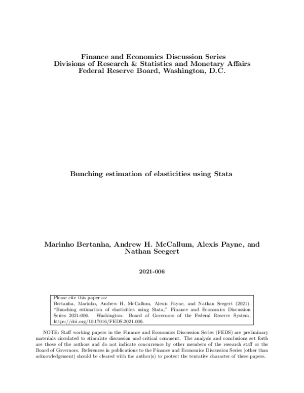 (PDF) Bunching Estimation of Elasticities Using Stata