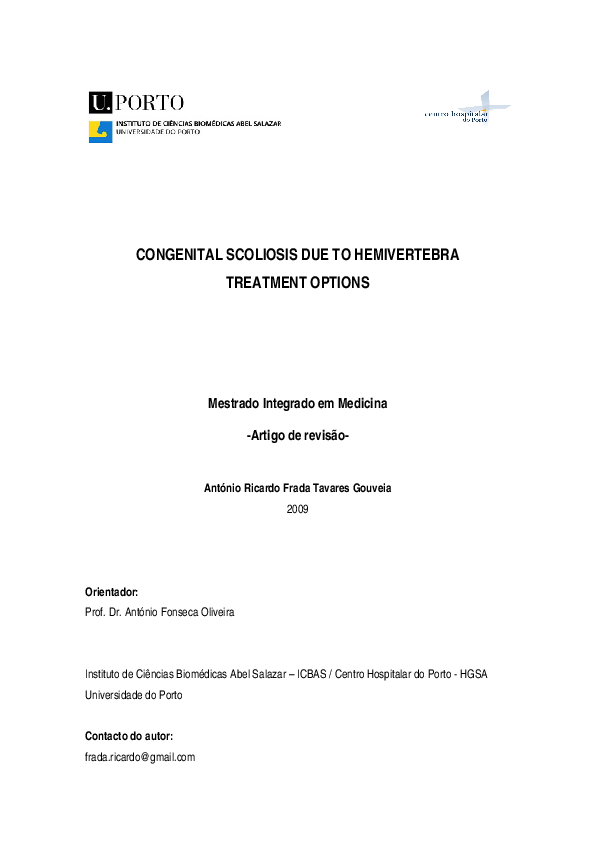 (PDF) Congenital scoliosis due to Hemivertebra: treatment options