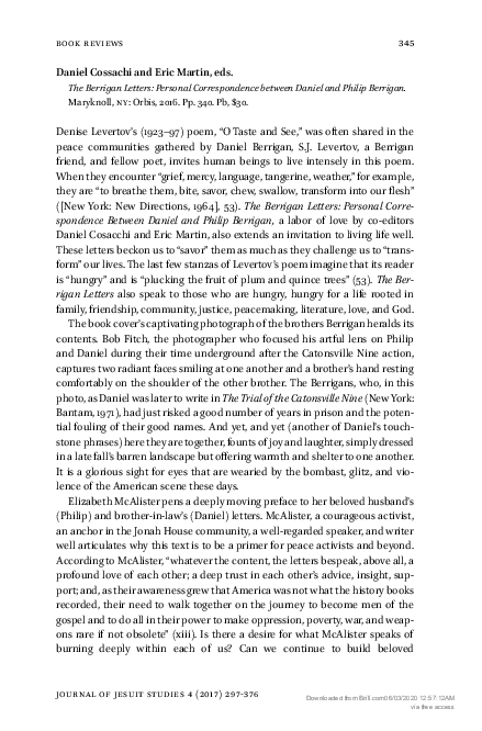 (PDF) The Berrigan Letters: Personal Correspondence between Daniel and ...