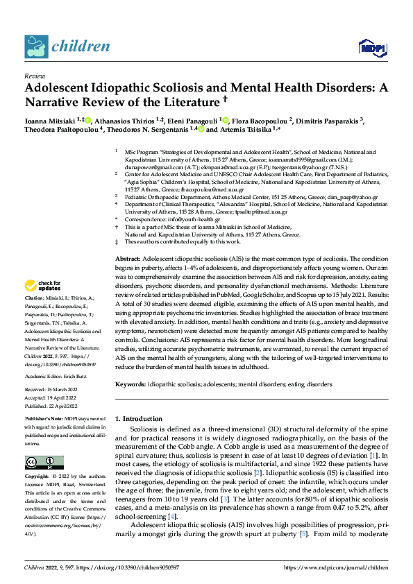 (PDF) Adolescent Idiopathic Scoliosis and Mental Health Disorders: A Narrative Review of the ...