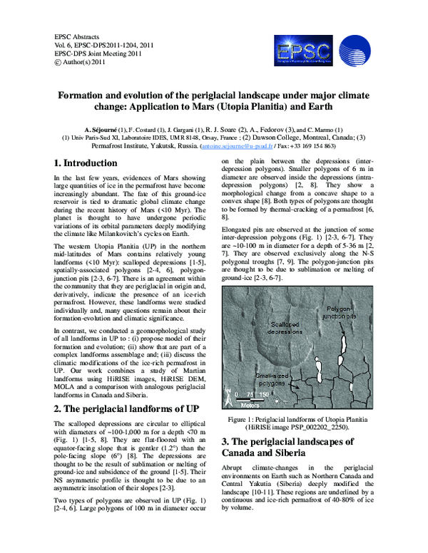 (PDF) Formation and evolution of the periglacial landscape under major ...