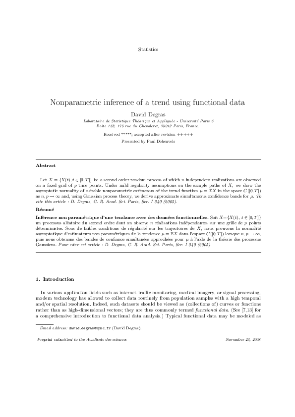 (PDF) Nonparametric Estimation of a Trend Based Upon Sampled Continuous Processes