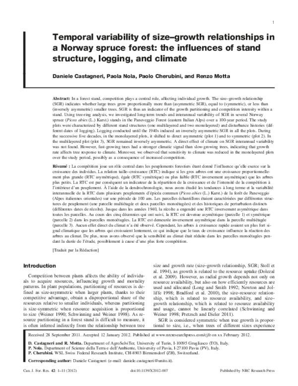 (PDF) Temporal variability of size–growth relationships in a Norway ...