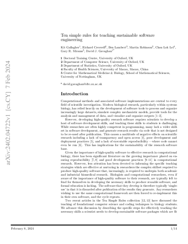 (PDF) Ten simple rules for teaching sustainable software engineering